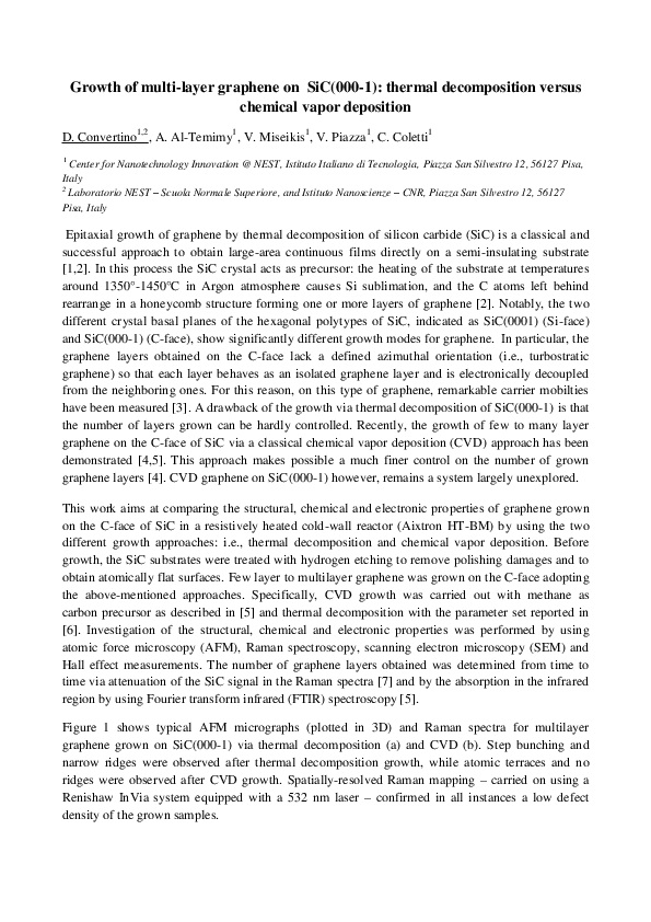 (PDF) Growth of multi-layer graphene on SiC(000-1): thermal ...