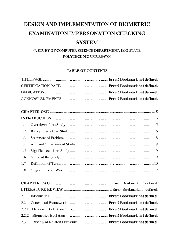 (PDF) DESIGN AND IMPLEMENTATION OF BIOMETRIC EXAMINATION IMPERSONATION ...