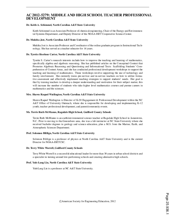 (PDF) Middle and High School Teacher Professional Development