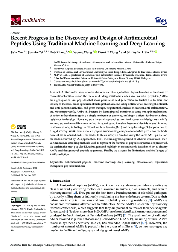 Pdf Recent Progress In The Discovery And Design Of Antimicrobial Peptides Using Traditional