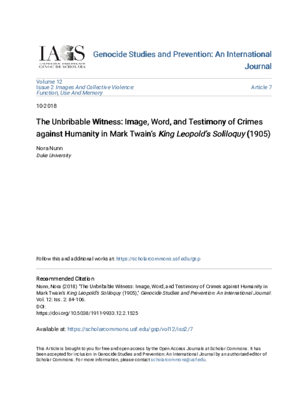 (PDF) The Unbribable Witness: Image, Word, and Testimony of Crimes ...