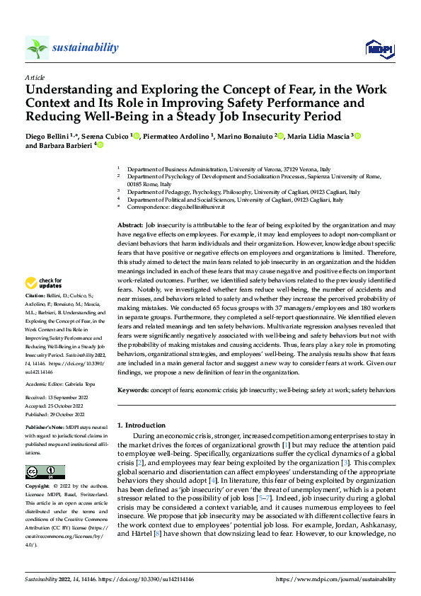 (PDF) Understanding and Exploring the Concept of Fear, in the Work ...