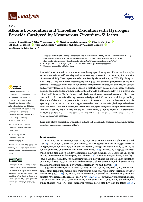 (PDF) Alkene Epoxidation and Thioether Oxidation with Hydrogen Peroxide ...