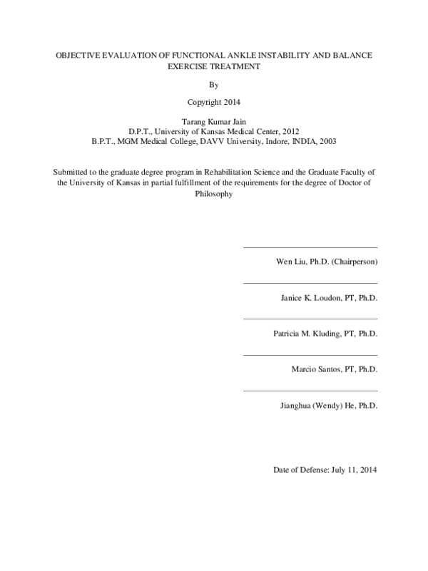 (PDF) Objective Evaluation of Functional Ankle Instability and Balance ...