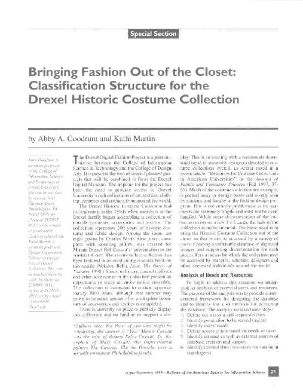 (PDF) Bringing Fashion Out of the Closet: Classification Structure for ...