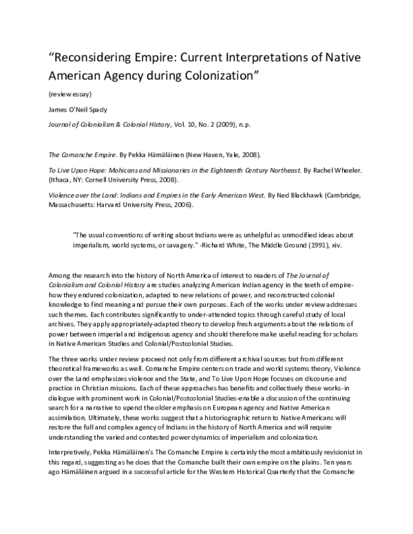 (PDF) "Reconsidering Empire: Current Interpretations of Native American ...