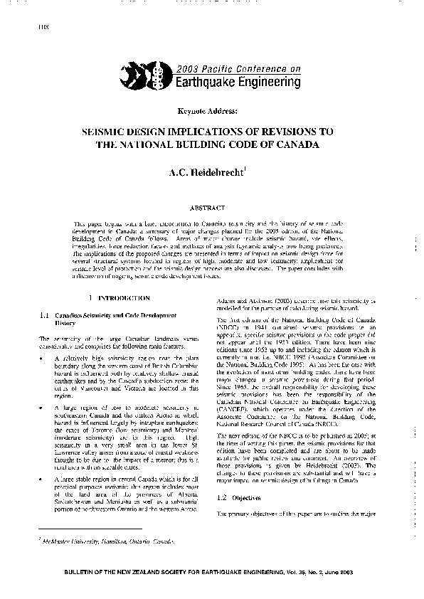 (PDF) Seismic design implications of revisions to the National Building ...