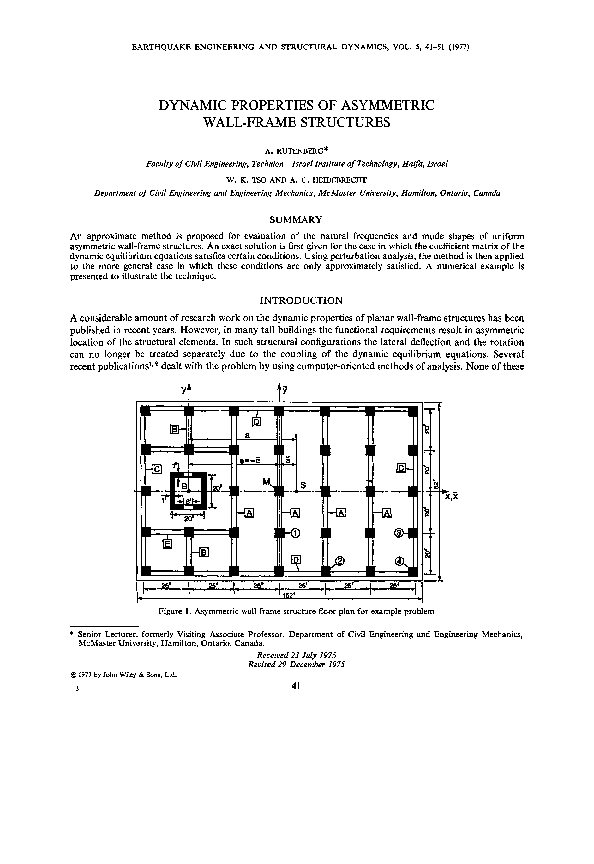 (PDF) Dynamic properties of asymmetric wall-frame structures