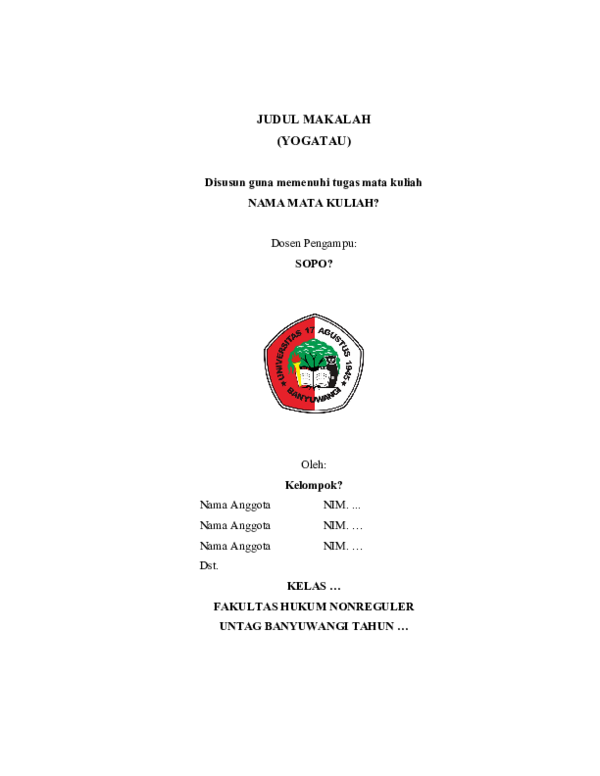 (DOC) TEMPLATE PENULISAN MAKALAH 1 | Putu Surya - Academia.edu