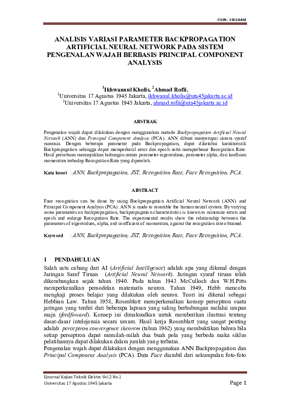 (PDF) Analisis Variasi Parameter Backpropagation Artificial Neural Network Pada Sistem ...