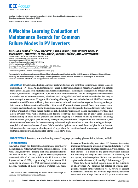 (PDF) A Machine Learning Evaluation of Maintenance Records for Common ...