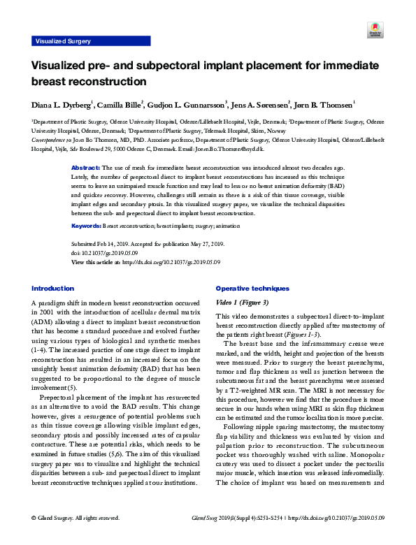 (PDF) Visualized pre- and subpectoral implant placement for immediate ...