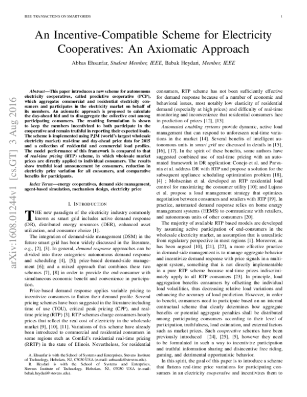 (PDF) An Incentive-Compatible Scheme for Electricity Cooperatives: An ...