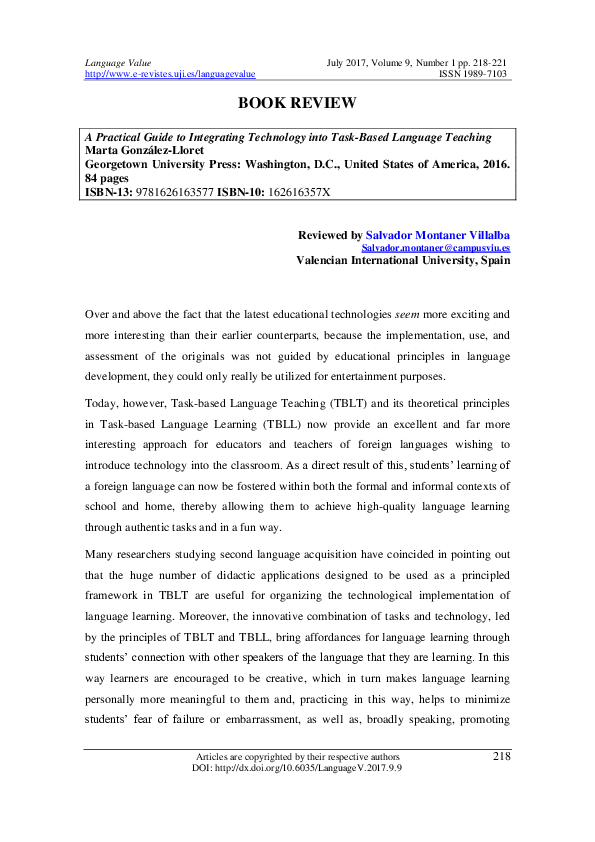 Pdf A Practical Guide To Integrating Technology Into Task Based