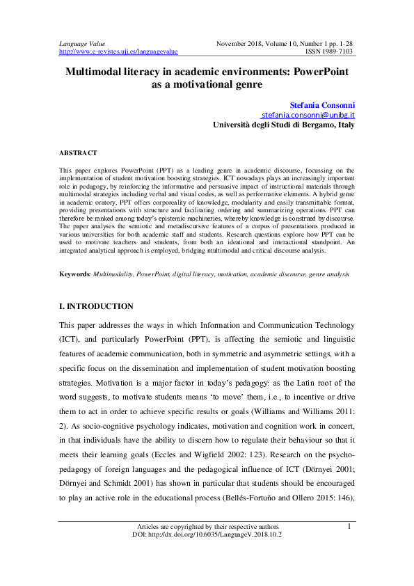 (PDF) Multimodal literacy in academic environments: PowerPoint as a ...