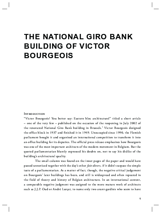 (PDF) The National Giro Bank building of Victor Bourgeois | Iwan ...