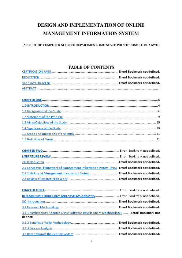 (PDF) DESIGN AND IMPLEMENTATION OF ONLINE MANAGEMENT INFORMATION SYSTEM (A STUDY OF COMPUTER ...