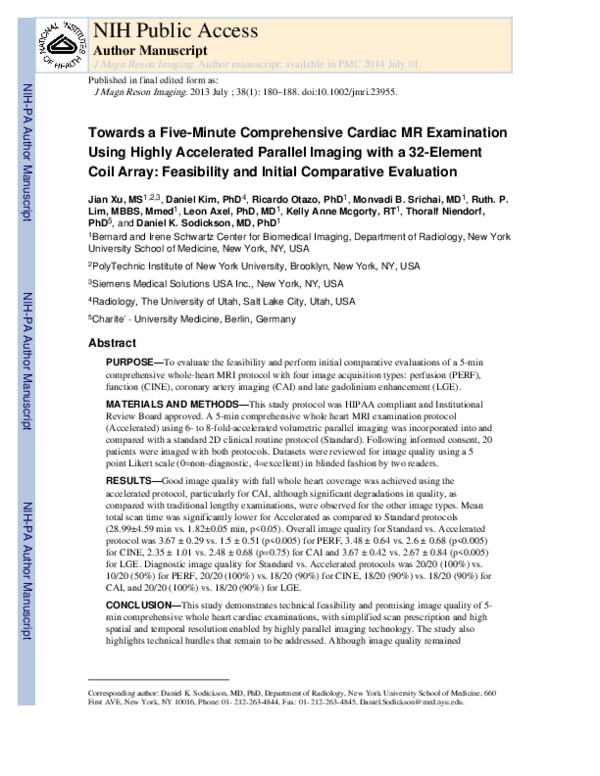 (PDF) Towards a five-minute comprehensive cardiac MR examination using highly accelerated ...