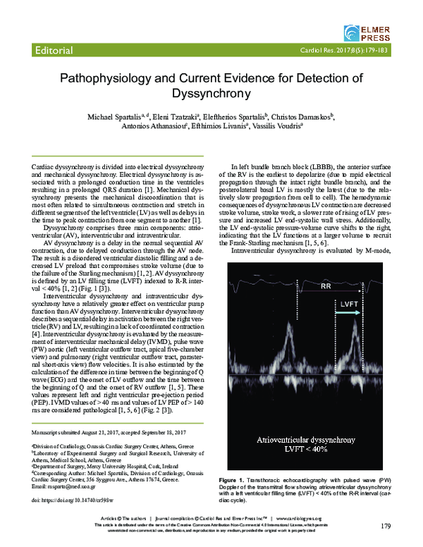 (PDF) Pathophysiology and Current Evidence for Detection of Dyssynchrony