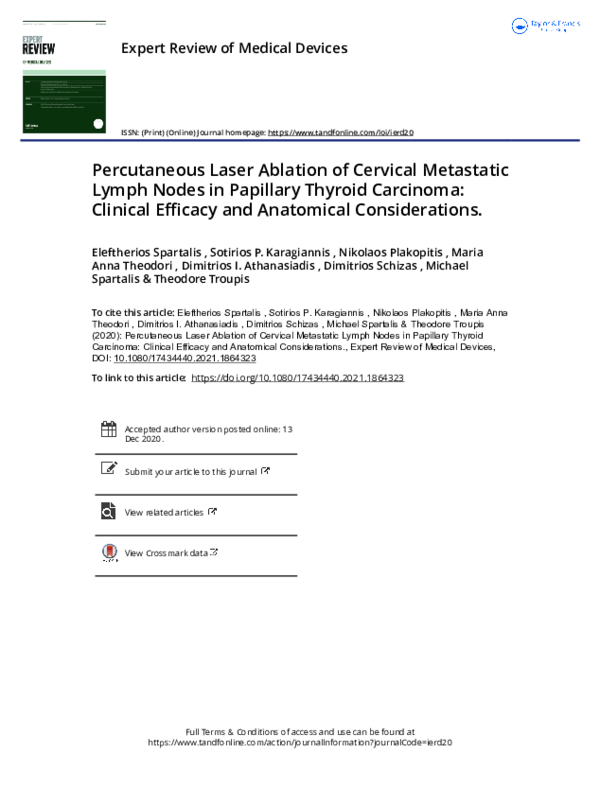 (PDF) Percutaneous laser ablation of cervical metastatic lymph nodes in ...