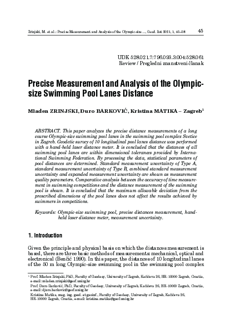 (PDF) Precise Measurement and Analysis of the Olympic- size Swimming ...