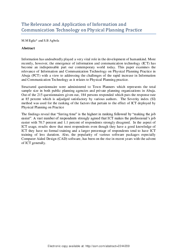 (PDF) The Relevance and Application of Information and Communication ...