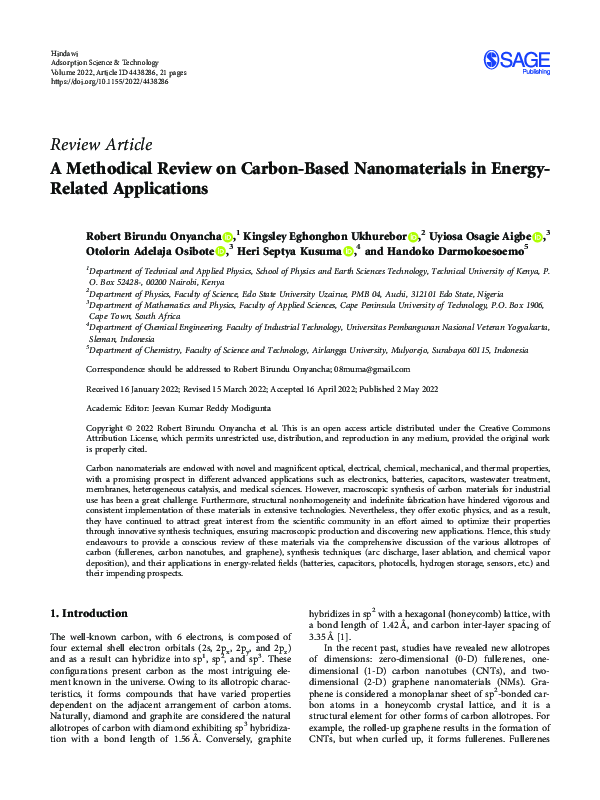 (PDF) A Methodical Review on Carbon-Based Nanomaterials in Energy-Related Applications