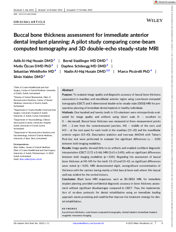 (PDF) Buccal bone thickness assessment for immediate anterior dental implant planning: A pilot ...