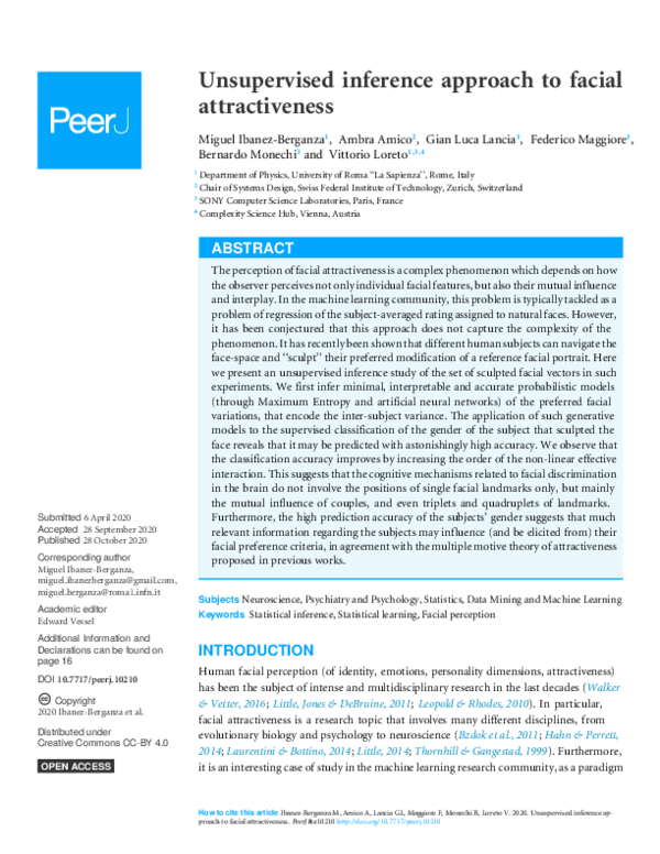 (PDF) Unsupervised inference approach to facial attractiveness
