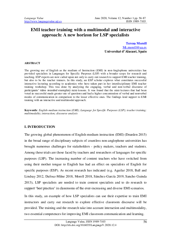 (PDF) EMI teacher training with a multimodal and interactive approach ...