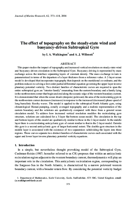 (PDF) The effect of topography on the steady-state wind and buoyancy ...