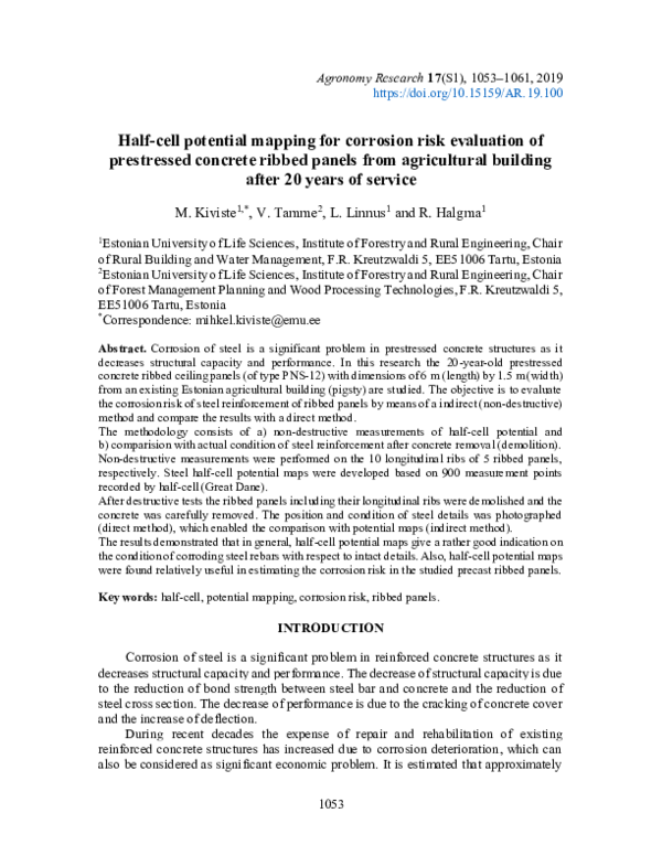 (PDF) Half-cell potential mapping for corrosion risk evaluation of prestressed concrete ribbed ...