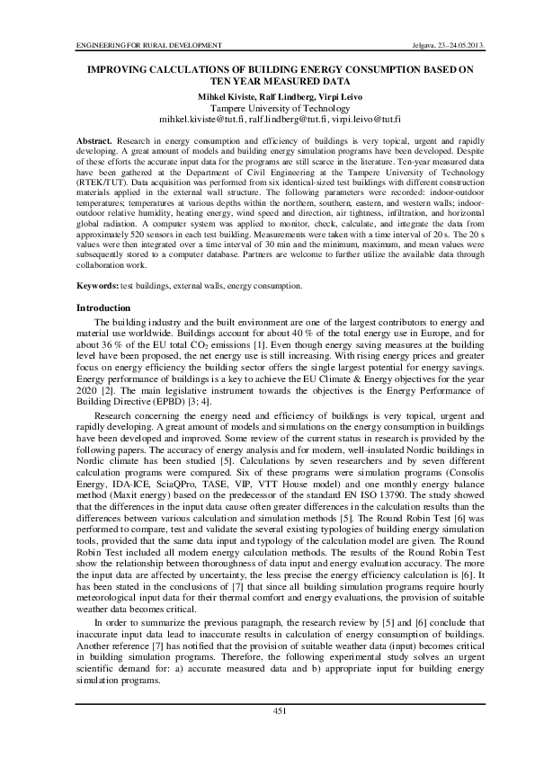 (PDF) Improving Calculations of Building Energy Consumption Based on ...