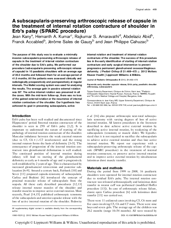 (PDF) A subscapularis-preserving arthroscopic release of capsule in the ...