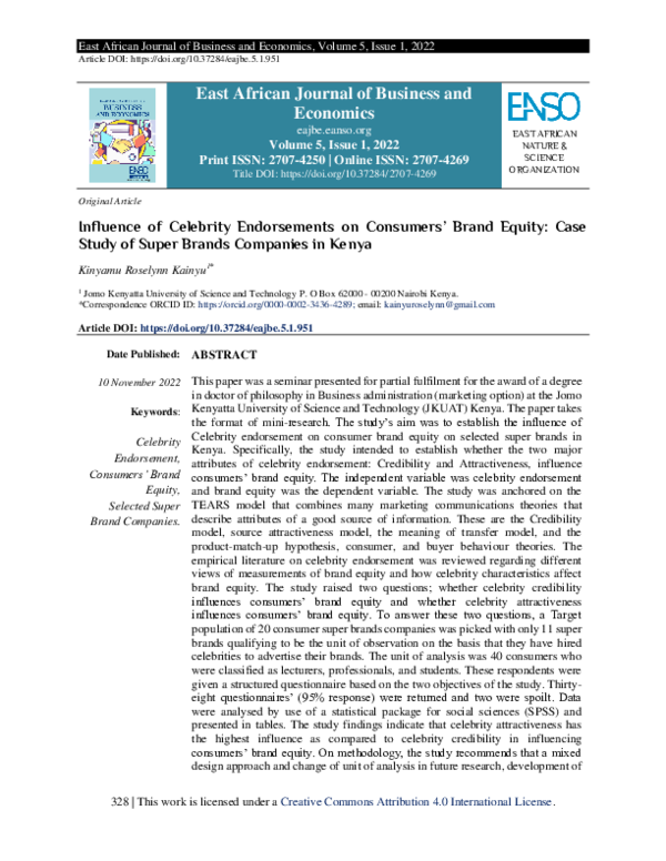 (PDF) Influence of Celebrity Endorsements on Consumers’ Brand Equity ...