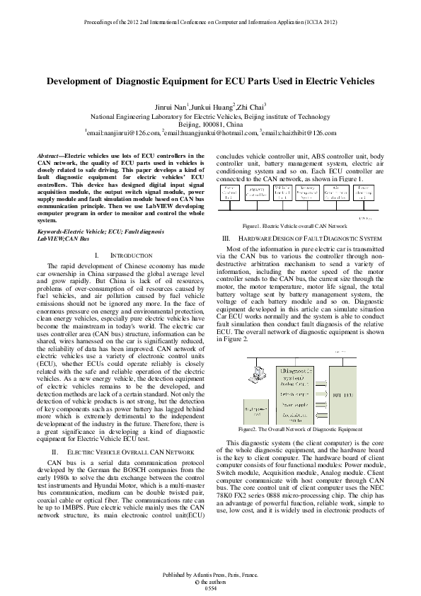 (PDF) Development of Diagnostic Equipment for ECU Parts Used in ...