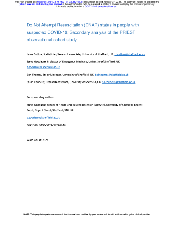 (PDF) Do Not Attempt Resuscitation (DNAR) status in people with ...