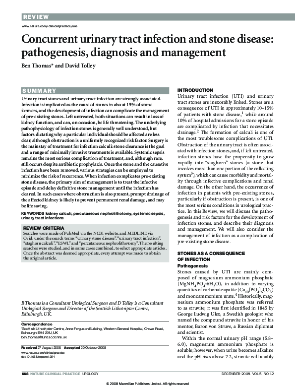 (PDF) Concurrent urinary tract infection and stone disease ...