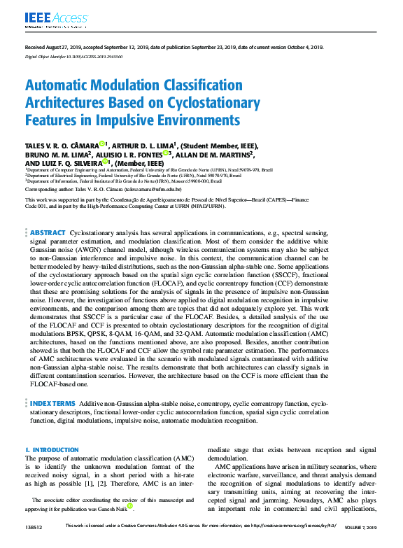 (PDF) Automatic Modulation Classification Architectures Based on Cyclostationary Features in ...