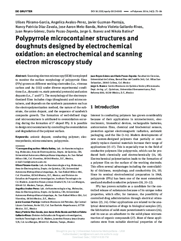 (PDF) Polypyrrole microcontainer structures and doughnuts designed by ...