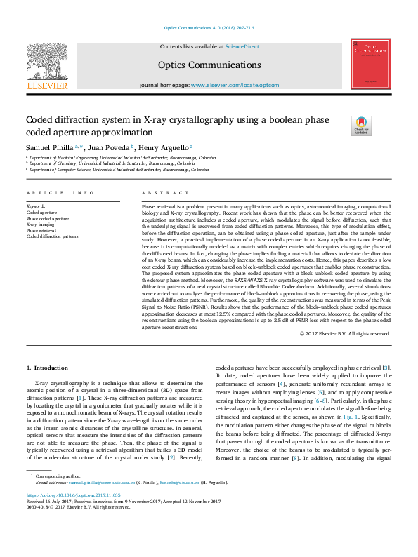 Pdf Coded Diffraction System In X Ray Crystallography Using A Boolean