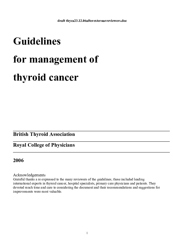 (PDF) Guidelines for the management of thyroid cancer