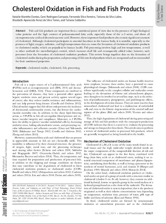 (PDF) Cholesterol Oxidation in Fish and Fish Products