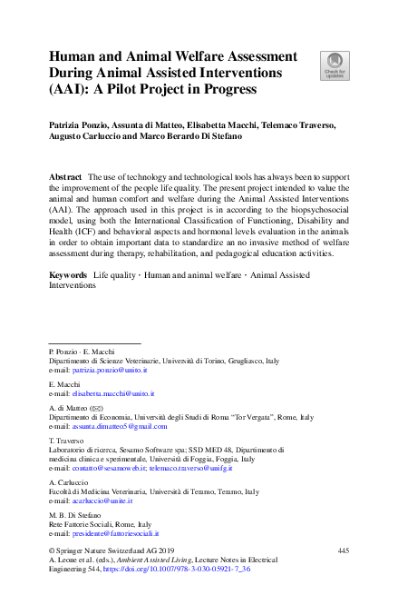 (PDF) Human and Animal Welfare Assessment During Animal Assisted ...