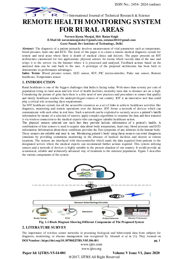 (PDF) Remote Health Monitoring System for Rural Areas