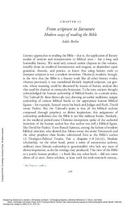 (PDF) From scripture to literature Modern ways of reading the Bible