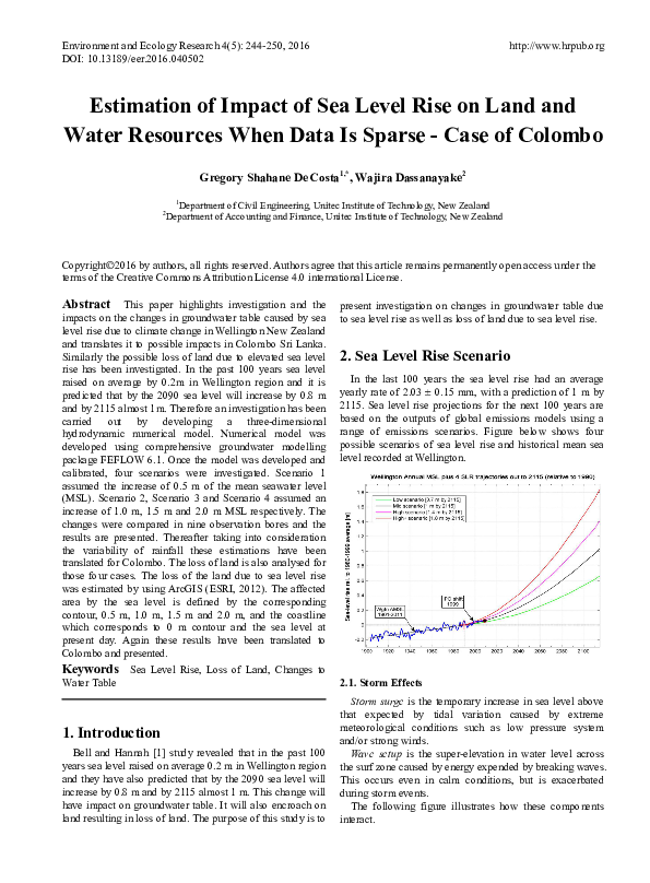 (PDF) Estimation of Impact of Sea Level Rise on Land and Water ...