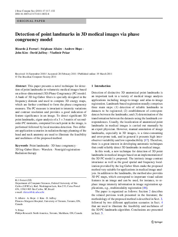 (PDF) Detection of point landmarks in 3D medical images via phase ...