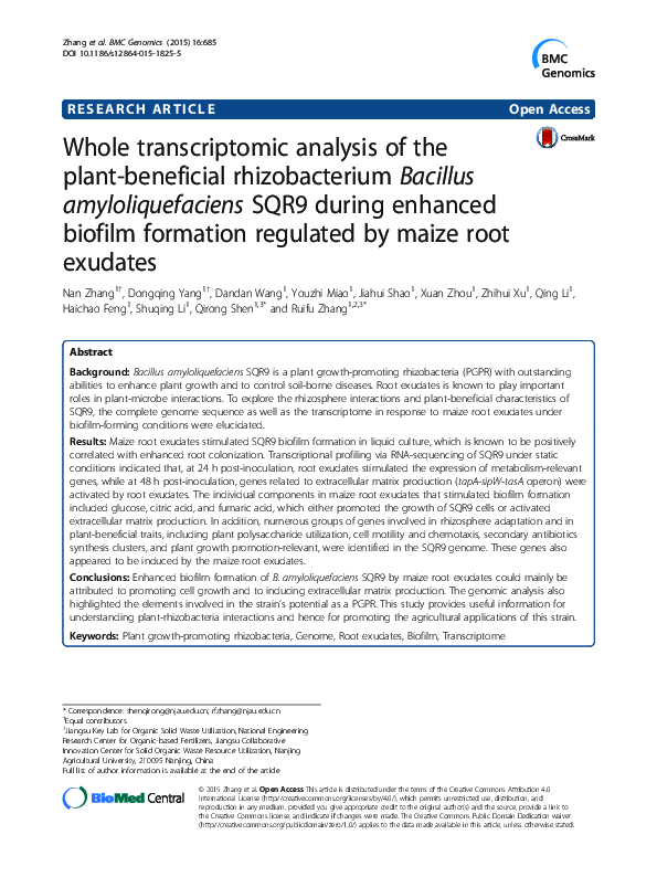 (PDF) Whole transcriptomic analysis of the plant-beneficial ...