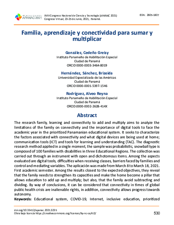(PDF) Familia, aprendizaje y conectividad para sumar y multiplicar